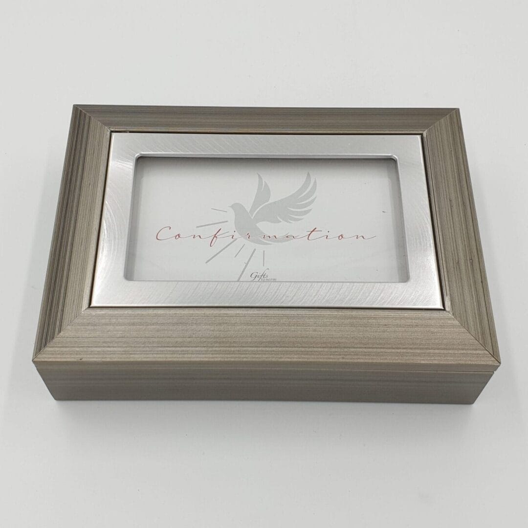 Confirmation Keepsake box. Grey/Taupe with faux wood grain finish ...