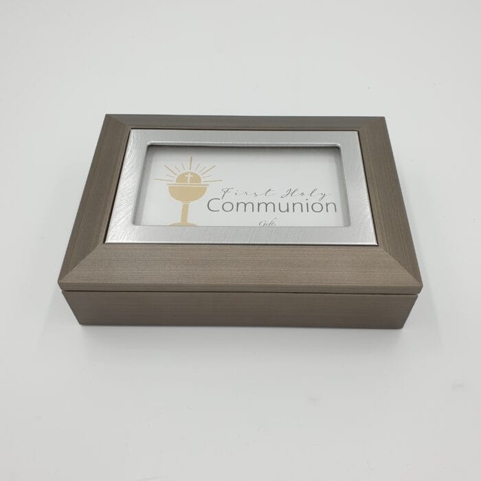 First Communion Keepsake Box w/Frame - Dark | Church Stores