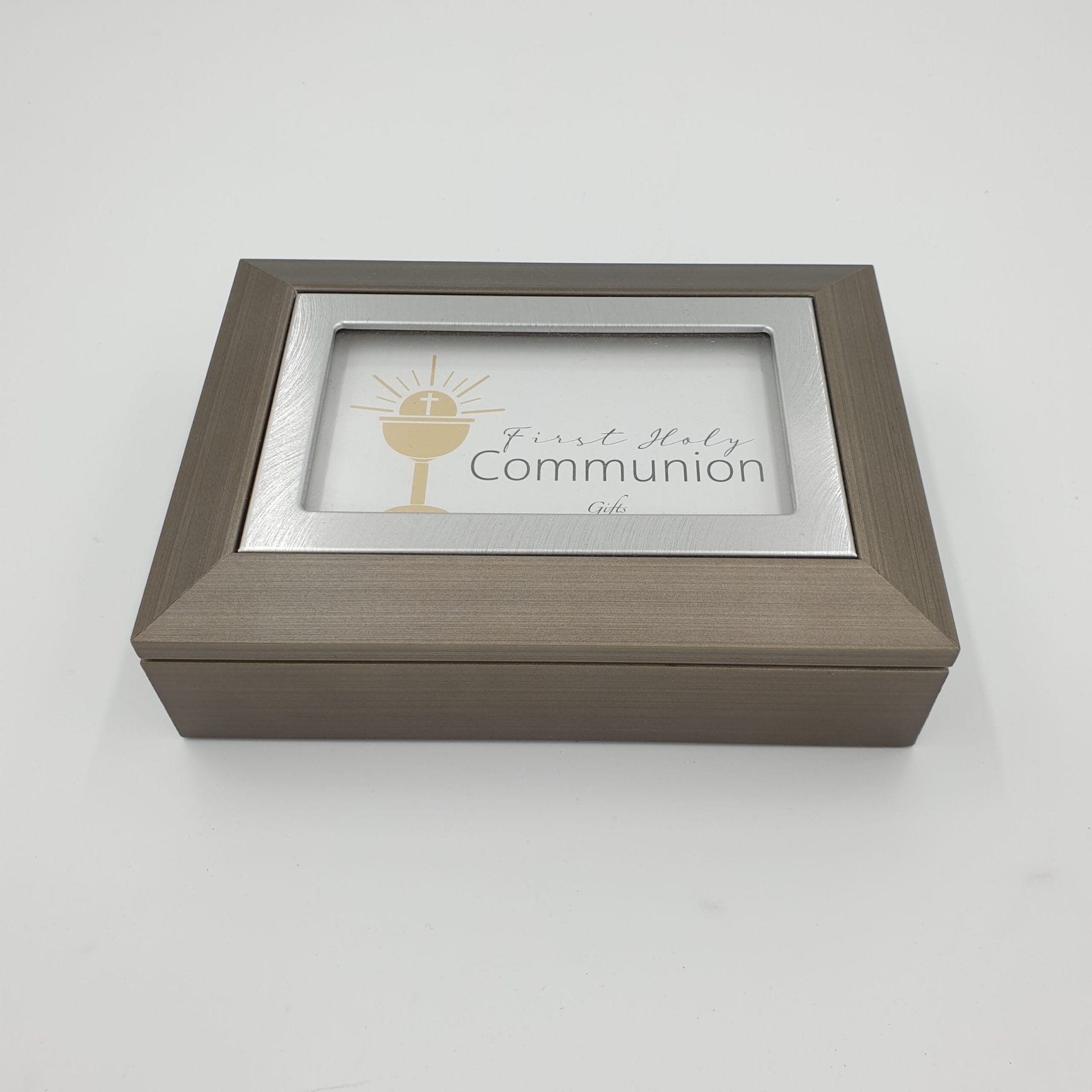 First Communion Keepsake Box w/Frame - Dark | Church Stores