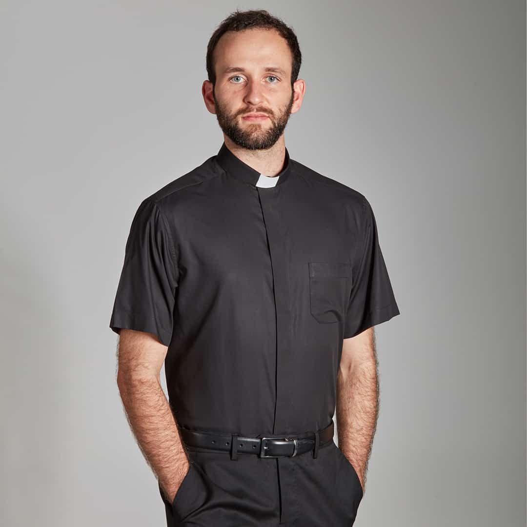 Short Sleeve Clergy Shirt with Slip-in collar 55% Cotton | Church Stores