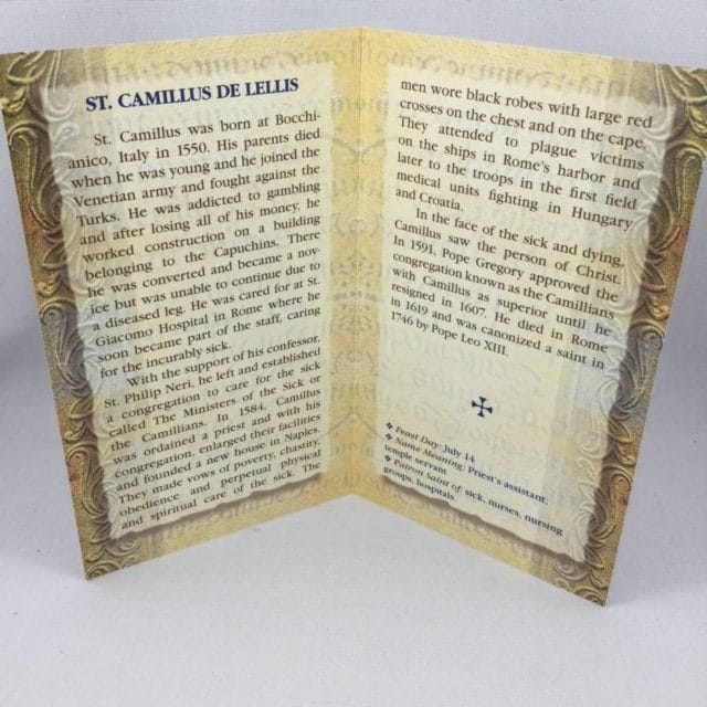 St Camillus De Lellis Bi-fold Card | Church Stores