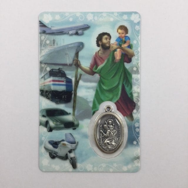 St Christopher Embossed Travelers Prayer Card | Church Stores