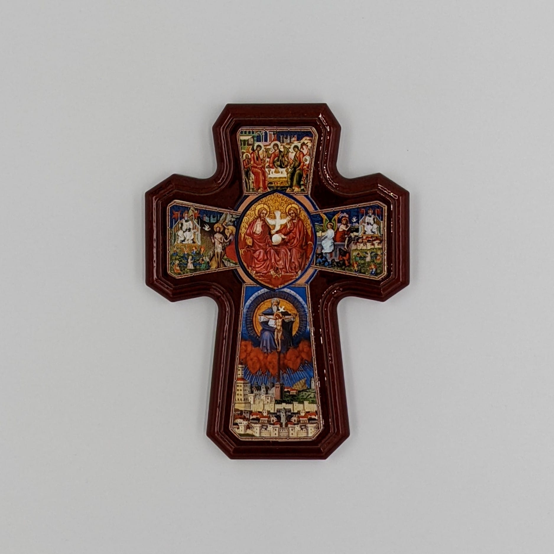 WALL CROSS TRINITY ICON WOOD 17CM X 12 CM | Church Stores
