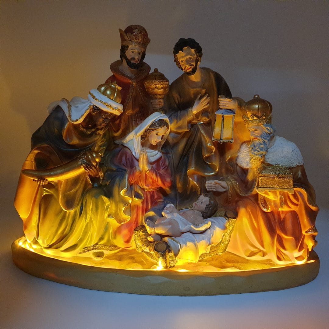 One Piece Nativity Scene with Lights | Church Stores
